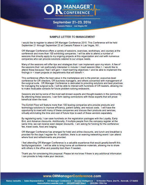 Justify Your Attendance - OR Manager Conference 2016